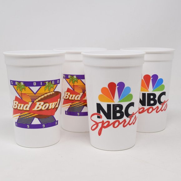 Bud Bowl | Dining | Vintage 998 Bud Bowl Nbc Sports Beer Cup Set Of 4 ...